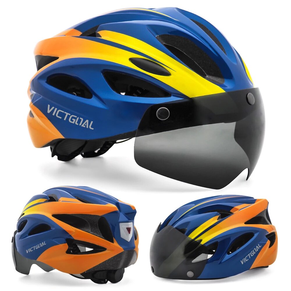 Велошлем VICTGOAL VA127 с визором, BlueOrange