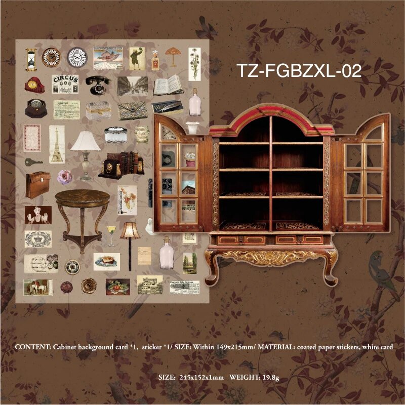 Наклейки винтажные TZ-FGBZXL-02, набор для скрапбукинга