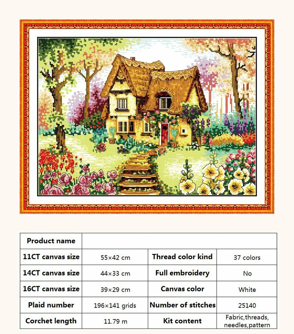 Набор для вышивки крестиком Joy Sunday, 14CT, Country cabin, 37 цветов