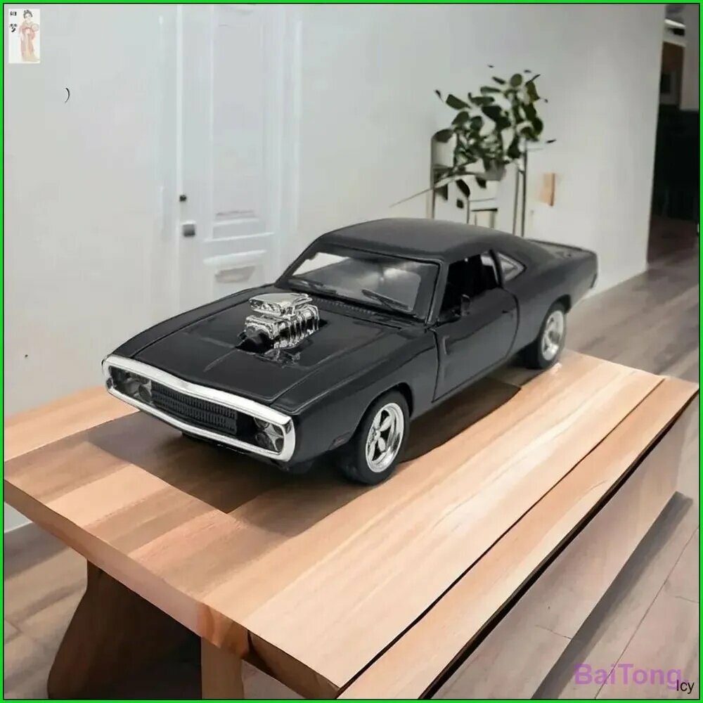 Коллекционная инерционная модель Dodge Charger R/T 1970 в эксклюзивном черном цвете, масштаб 1:32