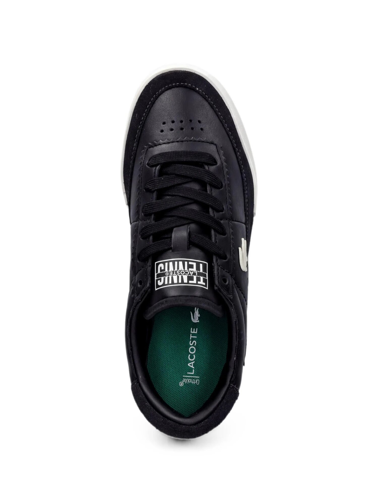 Кроссовки LACOSTE Aura leather sneakers, размер 6.5 UK, black/black — фото 1