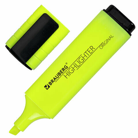 24 шт. Текстовыделитель BRAUBERG "ORIGINAL NEON", желтый, линия письма 1-5 мм, 152211