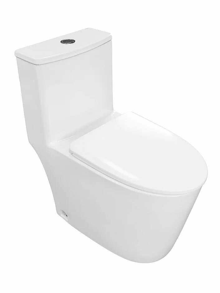 Унитаз-моноблок напольный AZARIO Ansa AZ-2301 с микролифтом, безободковый, антивсплеск, фаянсовый, белый, глянцевый, овальный, с нижним подводом, сиденье для унитаза в комплекте