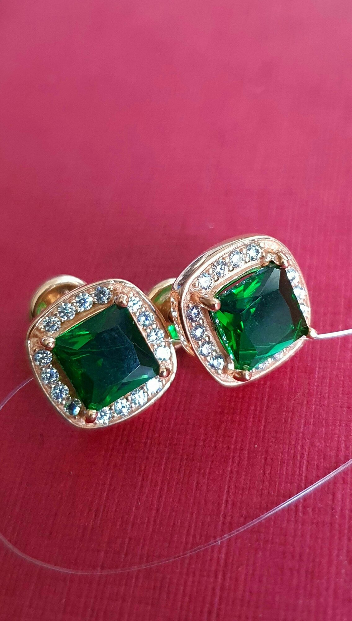 Серьги пусеты, серебро, 925 проба, фианит, кварц синтетический