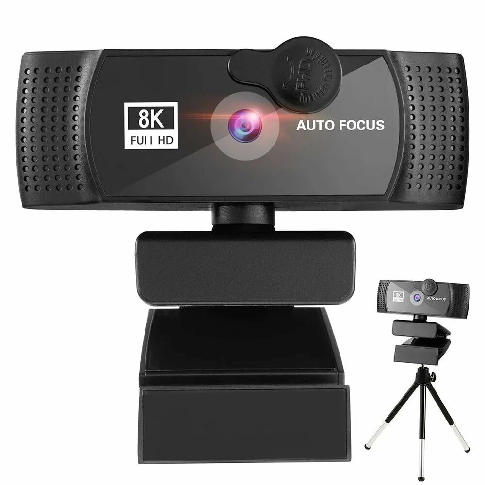 1K/2K/4K/8K потоковой веб -камеры/штатив AutoFocus web для w/mic privacy cover spe, Черный