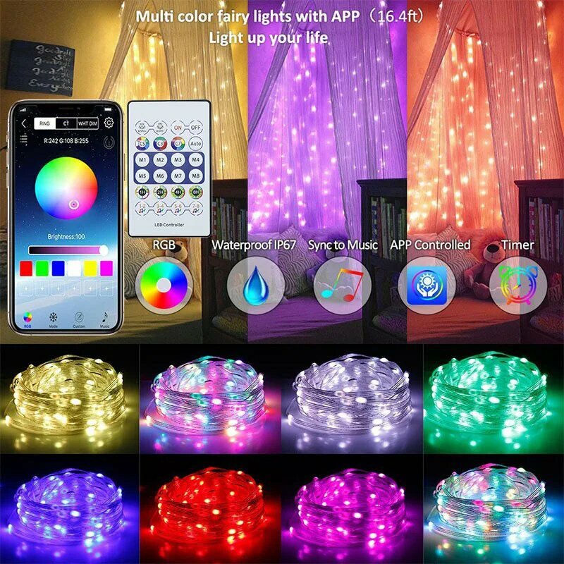 IEEYEEY RGBIC USB светодиодная гирлянда 5м/10м/15м/20м 5M50LEDS — фото 1