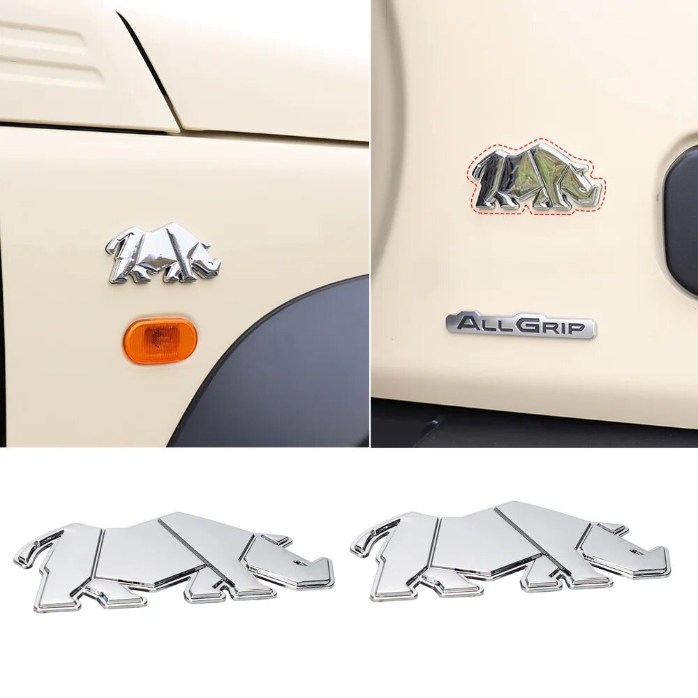 3D-наклейка С Металлической Эмблемой Носорога Для Suzuki Jimny JB23 JB33 JB43 JB64 Bright White 2PCS