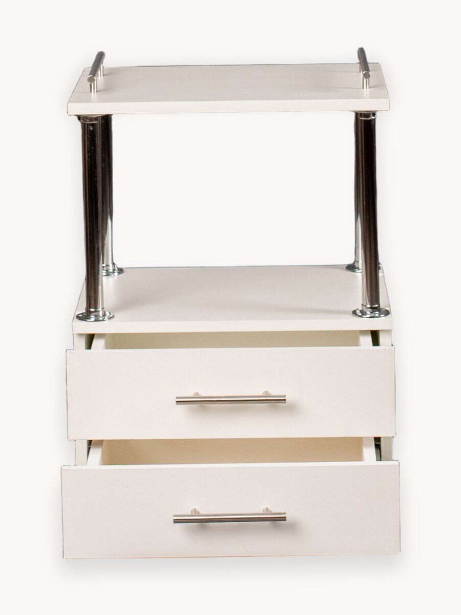 Этажерка-тумба с двумя ящиками на колесиках ЛДСП Енисей белый