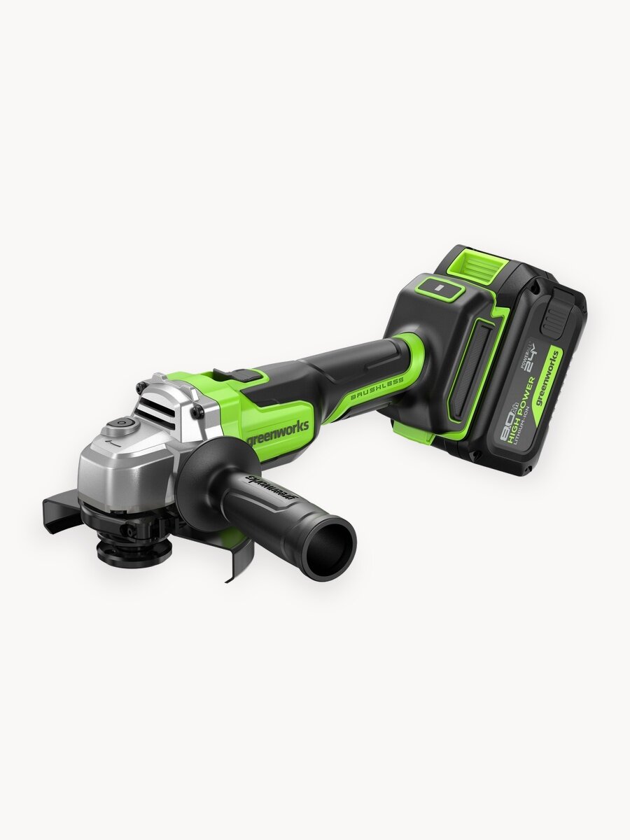 Угловая шлифовальная машина Greenworks 24V, б/щет,900 Вт, АКБ 8Ач и ЗУ