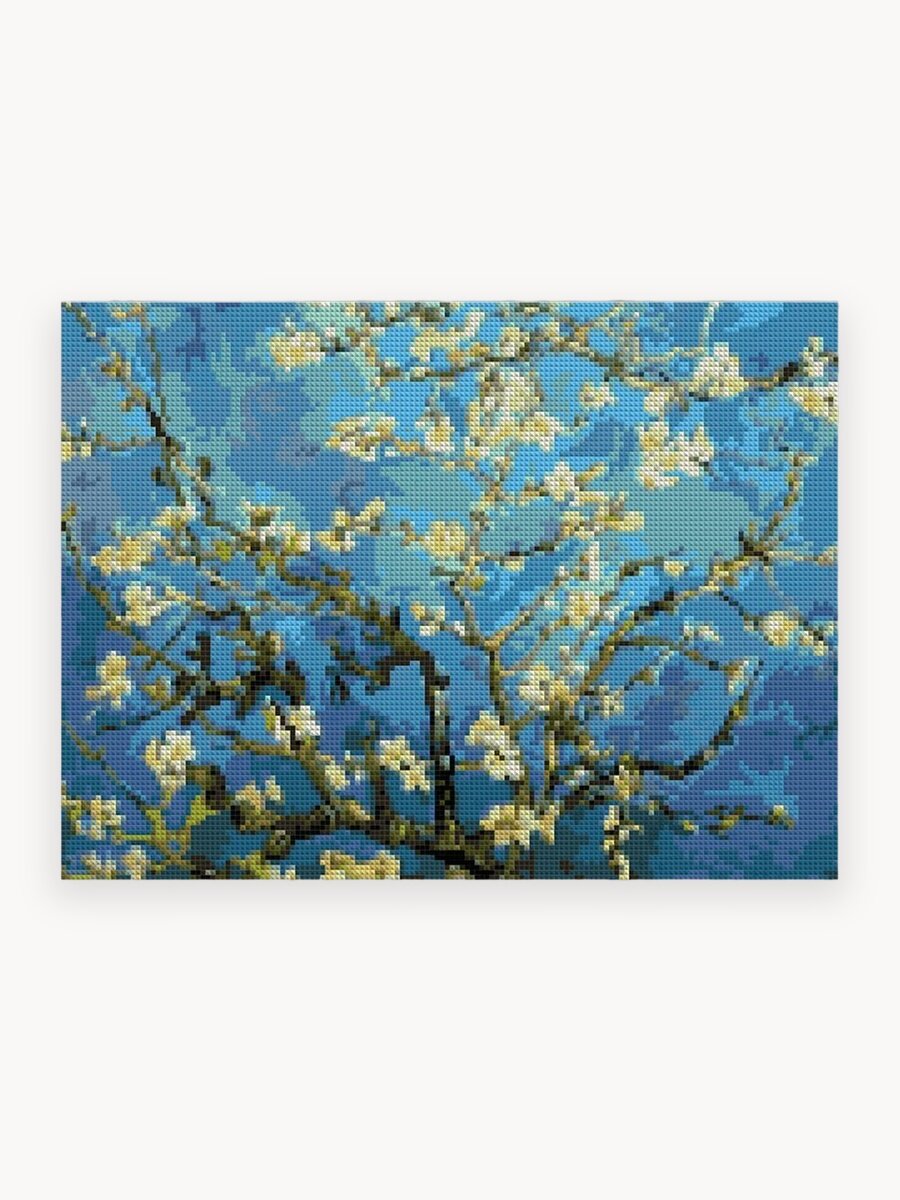 Алмазная мозаика на подрамнике - вышивка Винсент Ван Гог - Цветущие Ветки Миндаля 30 х 40 см