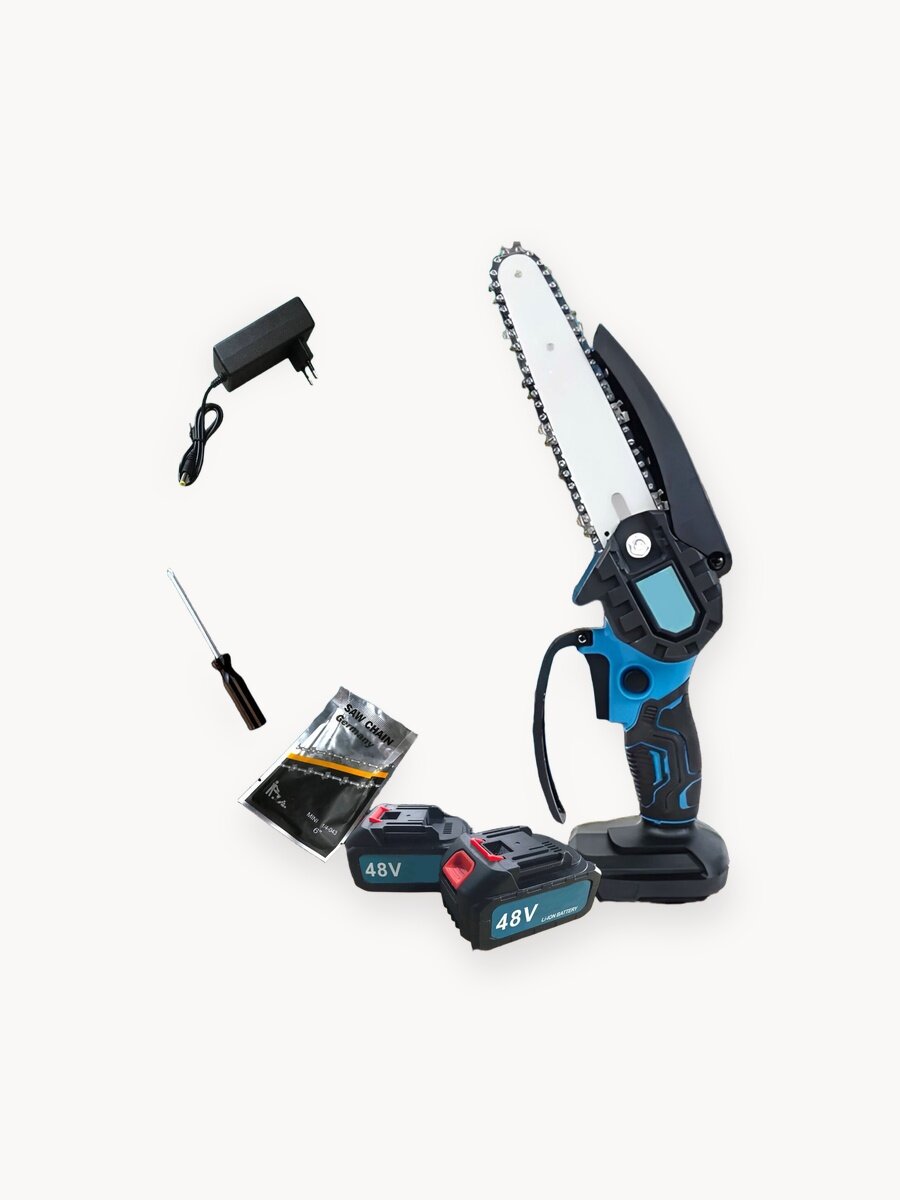 Пила аккумуляторная цепная садовая мини сучкорез 6 дюймов (6"), 15 см, кусторез, 21В/21V