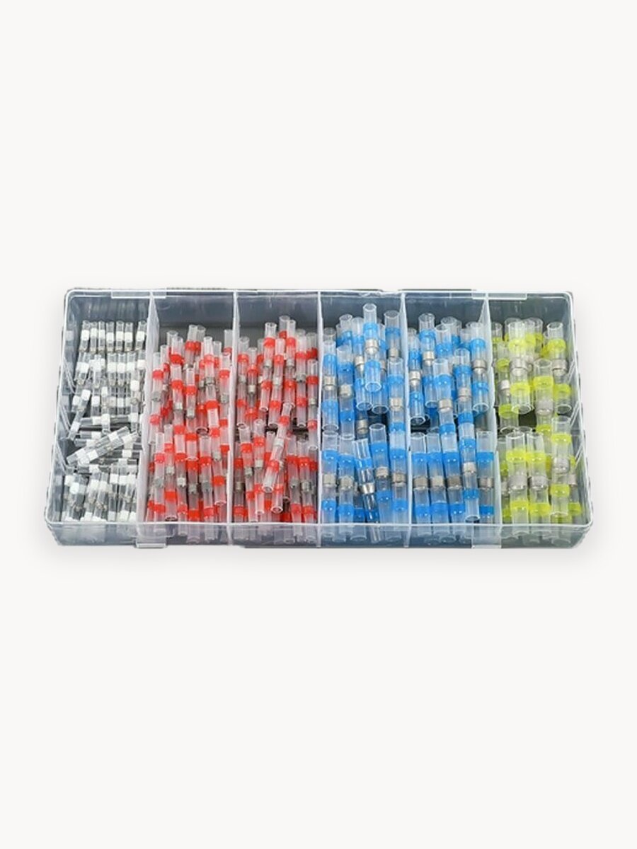 Термоусадочные трубки с припоем и клеевым слоем, гильза соединительная 200шт, набор термотрубок, спайщик проводов