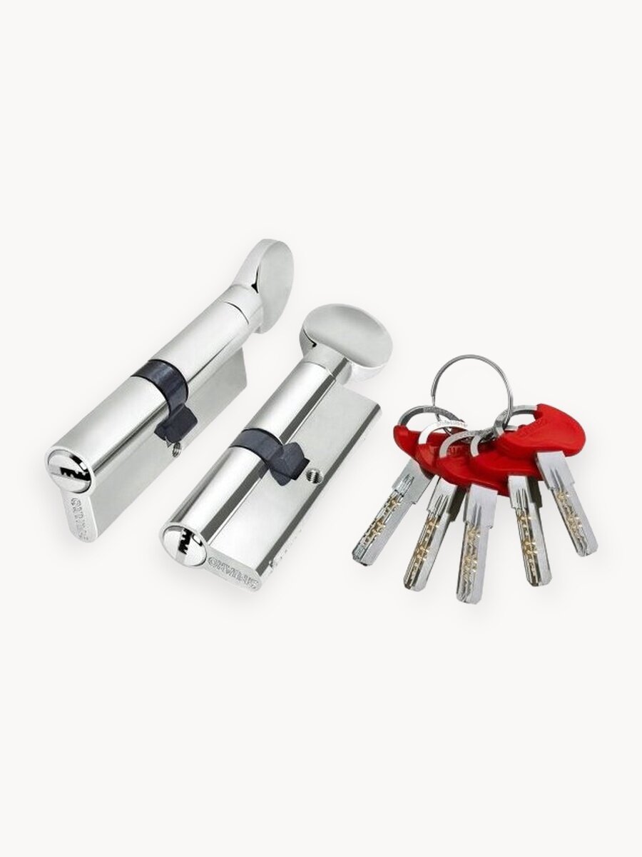 Цилиндровый механизм Fuaro (D-PRO502-8) D-PRO5002-8 Knob 80 (40+10+30) CP хром 5+1Key с вертушкой перекодируемый