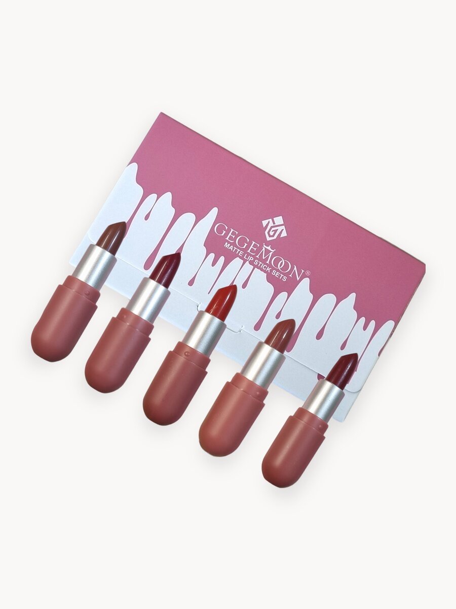 Набор помад Gegemoon, 5 оттенков, матовая, в красивой упаковке, 10 мл