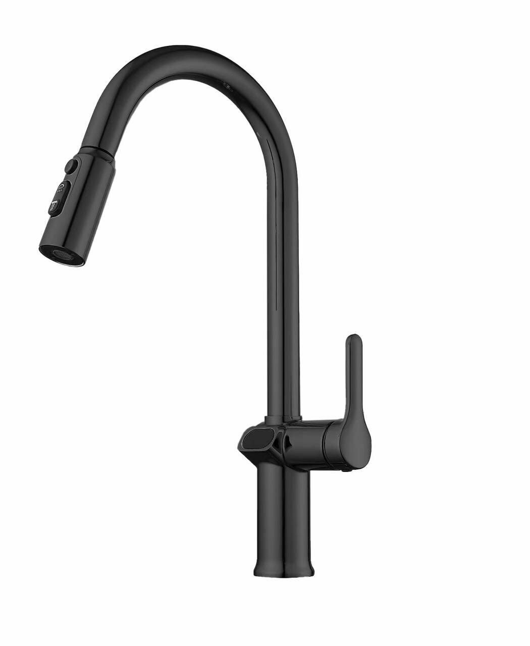 Смеситель для кухни Knotlor Inspiration KN-100 BL черный матовый, рычажный, латунь