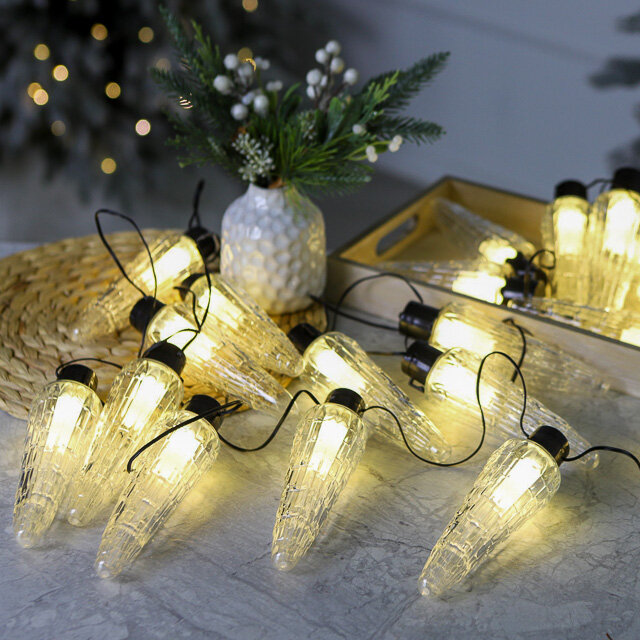 Гирлянда из лампочек Сосульки Ретро 6 м, 20 теплых белых LED ламп, черный ПВХ, IP44, Winter Deco, 1001352