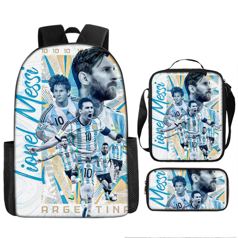 Футбольный чемпионат мира по футболу, периферийный студенческий школьный рюкзак, школьный рюкзак Месси, большой вместительный рюкзак из полиэстера, снижающий нагрузку, и набор ранцев