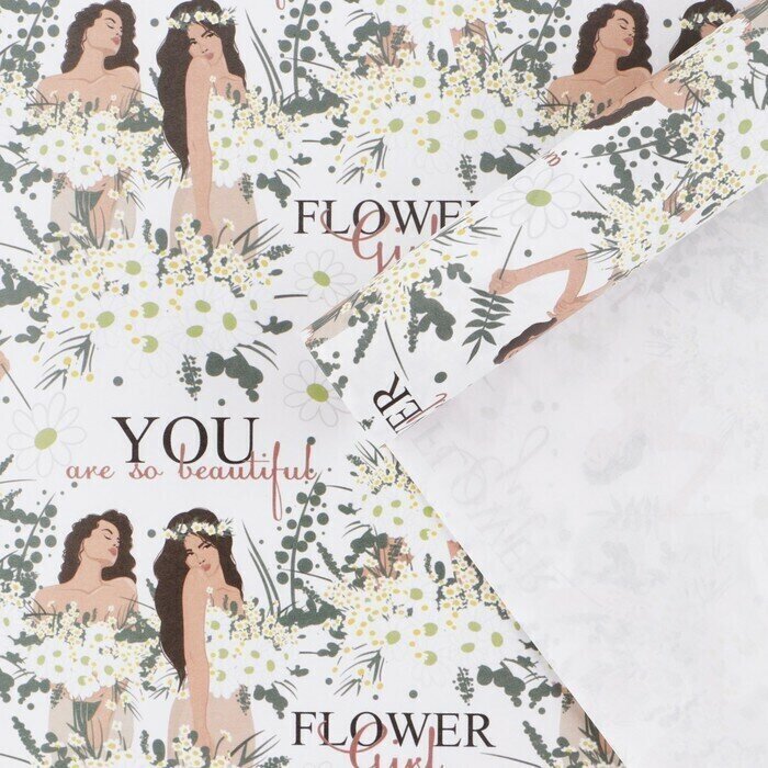 !09 Бумага (набор 3 листа) упаковочная крафтовая "Девчули" 50 × 70 см.