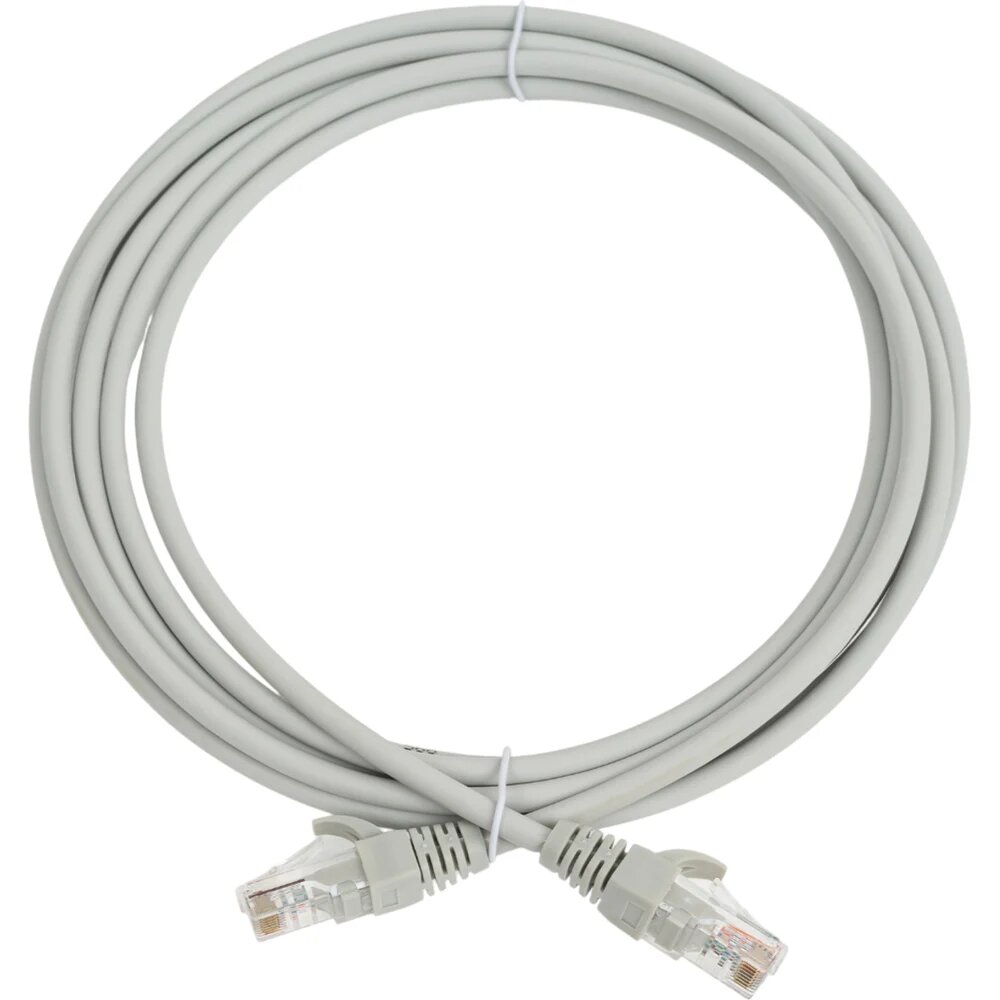 Патч-корд NTSS 2хRJ45/8P8C, T568B UTP, 5e категория, литой, 3 метра, LSZH, серый NTSS-PC-UTP-RJ45-5e-3.0-LSZH-GY