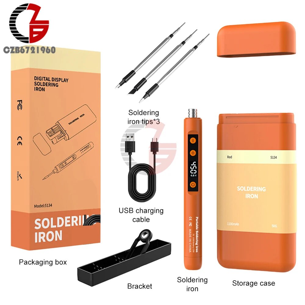 Цифровой электрический паяльник DC 5V Mini USB Type-C VIP orange Set