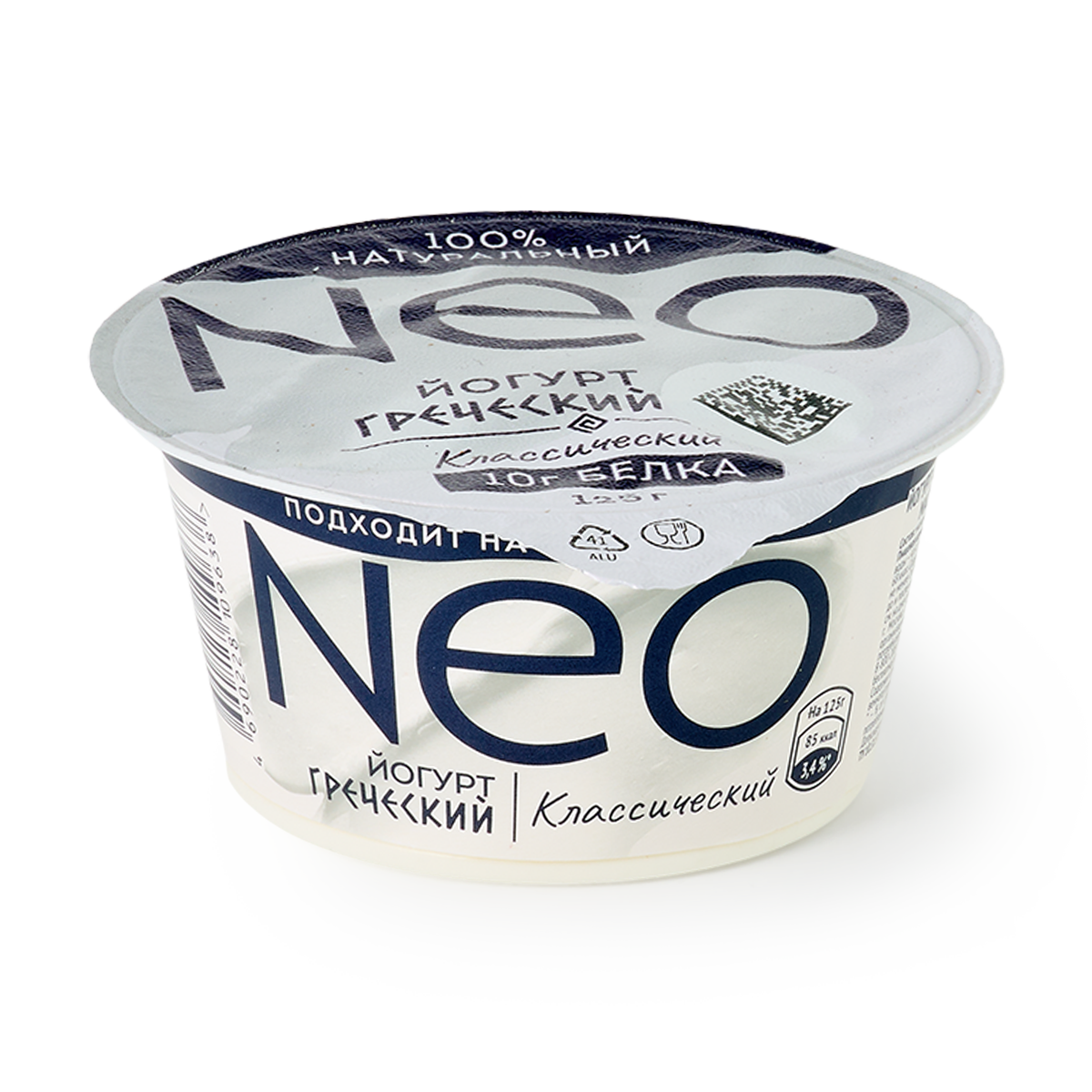 Йогурт Neo, греческий, натуральный классический, 2%, 125 г, от +2 °c до +6 °c