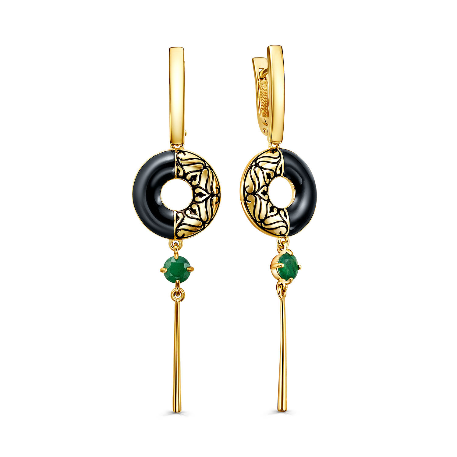 Подвеска для серег KABAROVSKY, серебро, 925 проба, родирование, изумруд