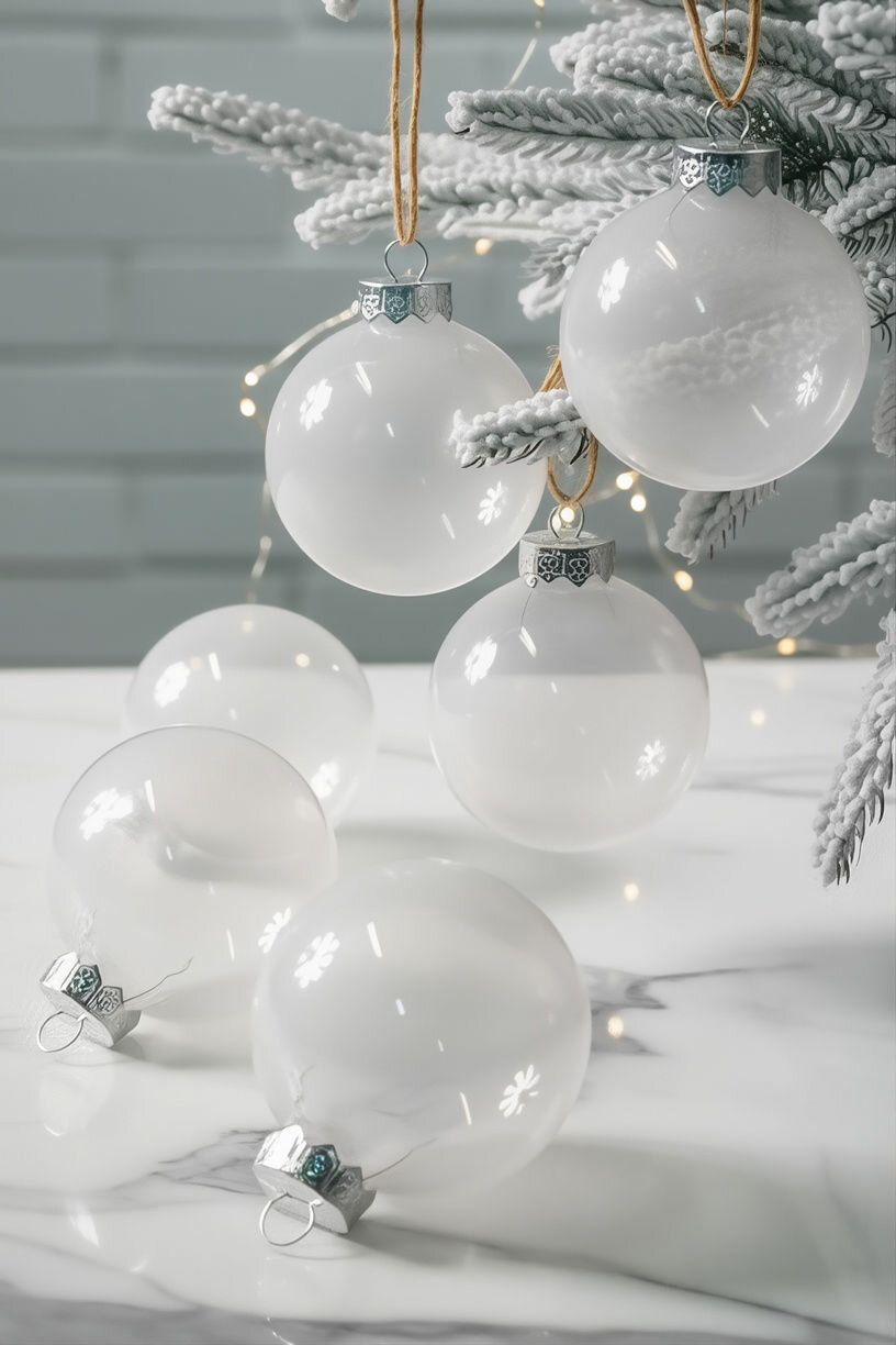 Набор ёлочных ПЭТ шаров сила волшебных пузырьков, пластик, белый прозрачный, 8 см, 6 шт, Winter Deco 2000107