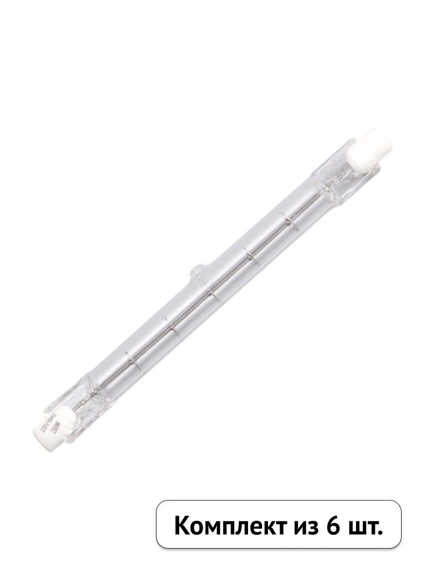 Линейная галогенная лампа Jazzway 1000Вт, 220-240В, R7s, прозрачное стекло (комплект из 6 шт.)