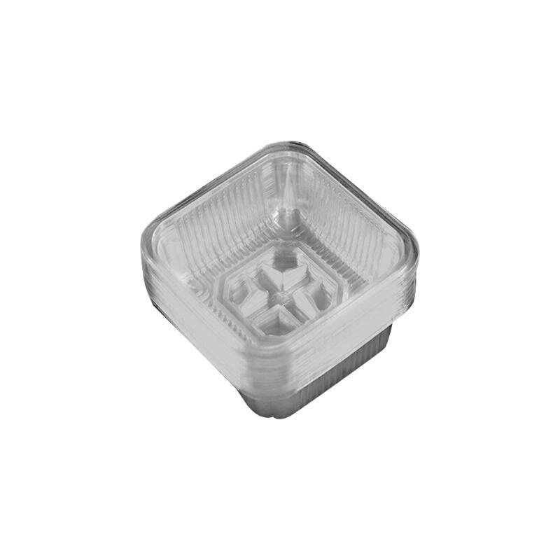 100 упаковок квадратных контейнеров для пирожных из маша, Прозрачный 75 г