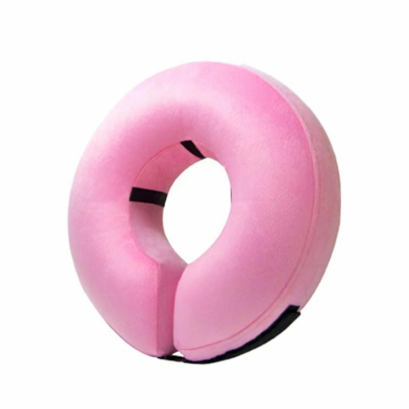 Розовый ПВХ надувной элизабетанский воротник для кошек и собак, размер M, обхват шеи 25-33 см