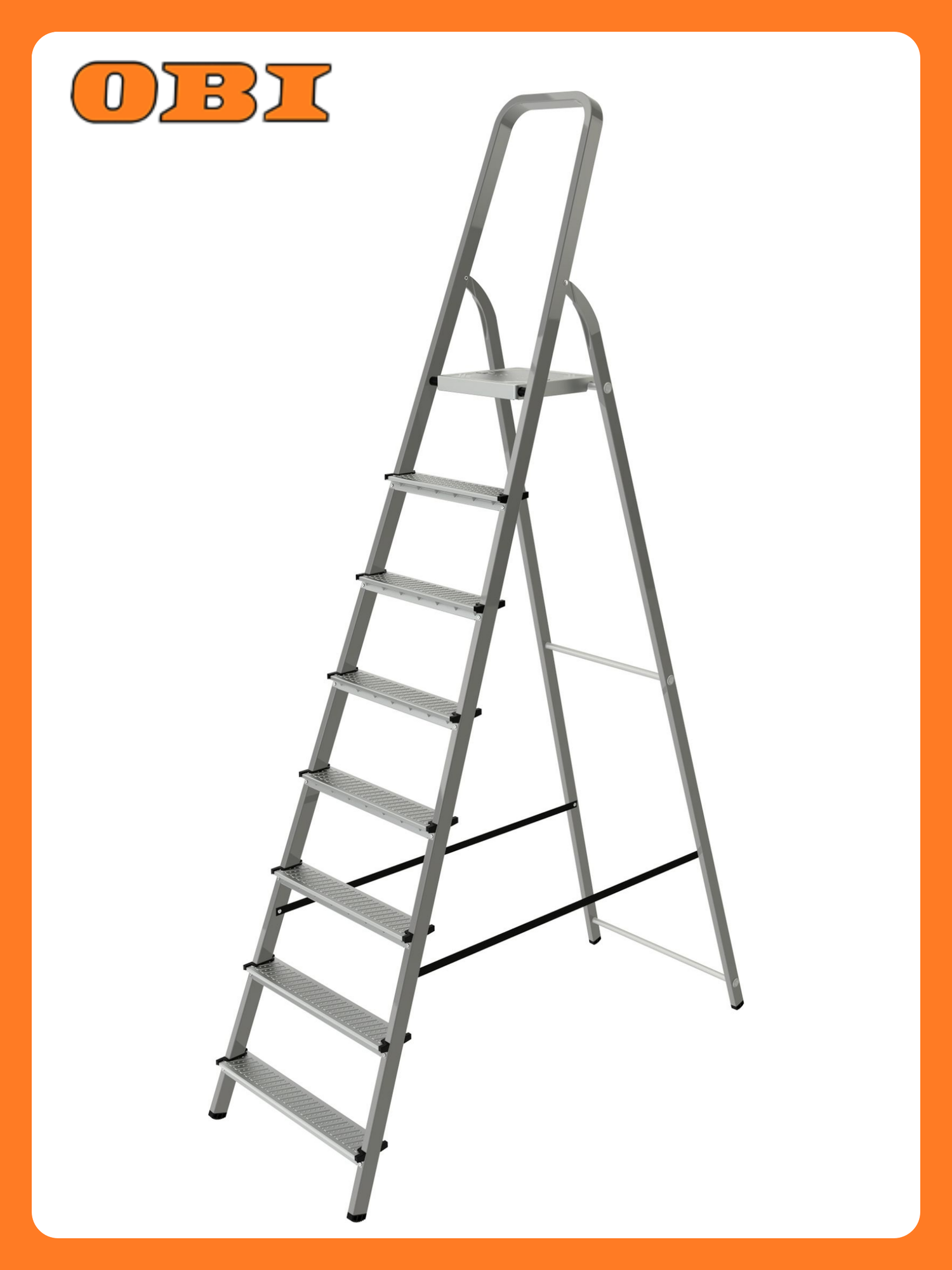 Стремянка Новая Высота NV1150, 8 ступеней, односторонняя, стальная, 369см, максимальная нагрузка 150кг