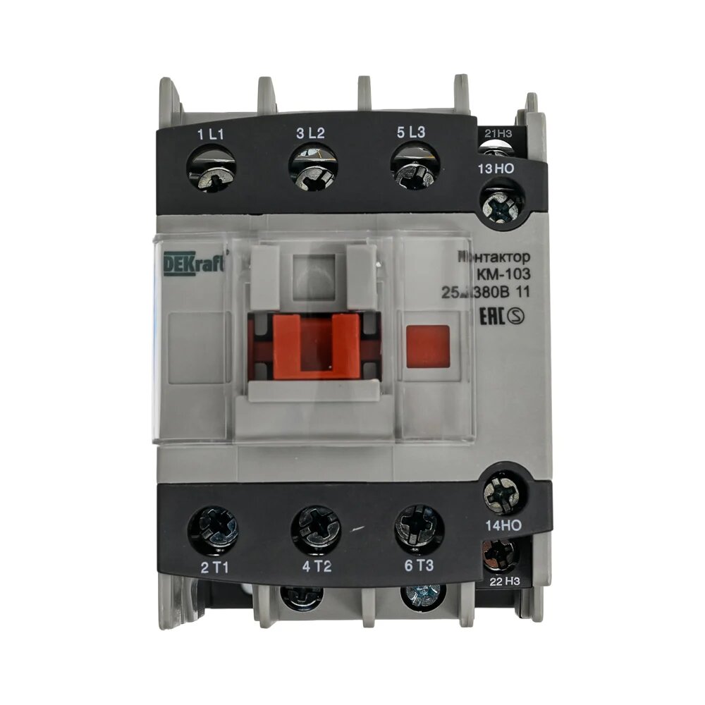 Контактор DEKraft КМ103-025A-380B-11 АС3 1НО+1НЗ 22119DEK 1113352, 25 А, короткозамкнутым ротором
