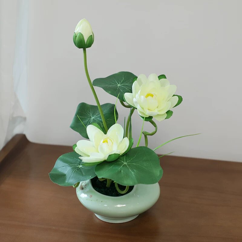 Искусственные украшения в виде лотосов, лотосы, цветочные горшки в форме лотоса, настольные цветочные композиции,
