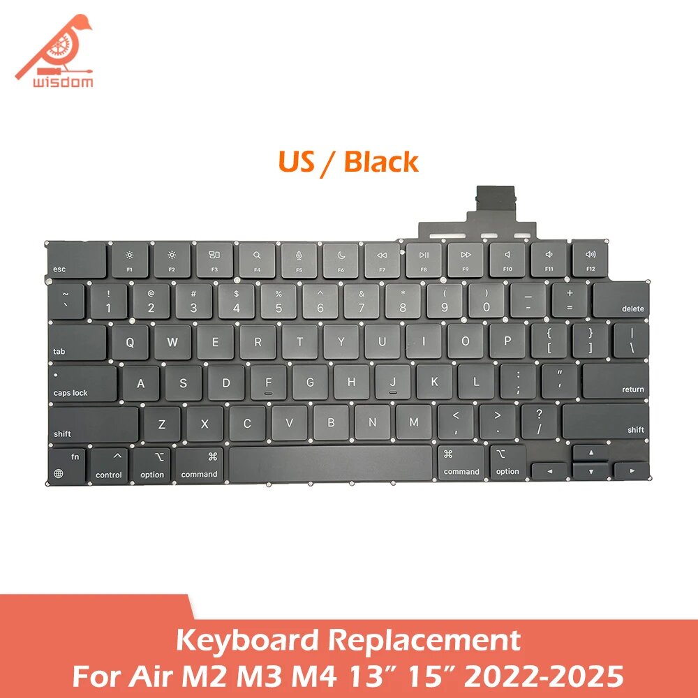 Клавиатура WISDOM ROCK черная для Macbook Air M2 M3 M4 13" 15" US black