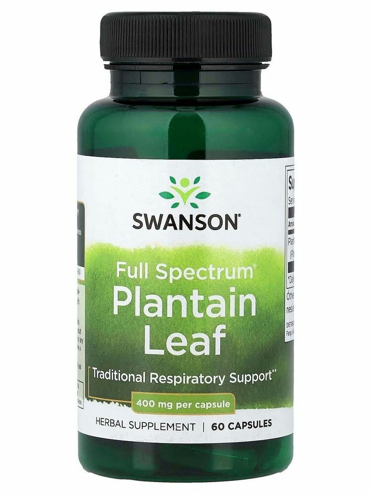 Листья подорожника Full Spectrum, 400 мг, 60 капсул, Swanson