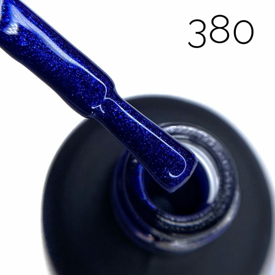 Sova De Luxe Гель-лак синий с шиммером, оттенок 380, глянцевый, 15мл.