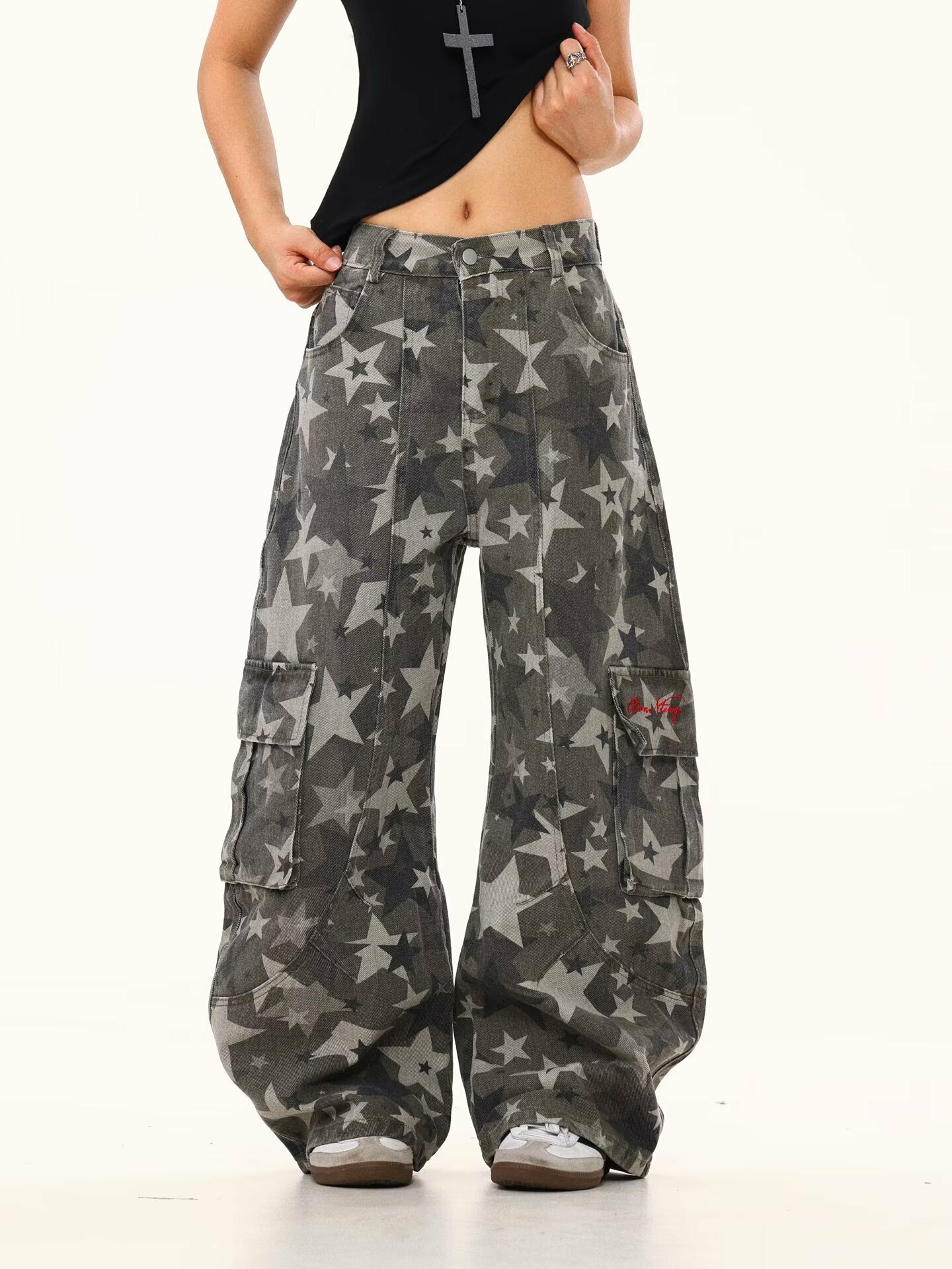 JYL Джинсы Мужские Буткют Винтажные Дизайн Свободные Широкие Длинные Деним, Размер_M