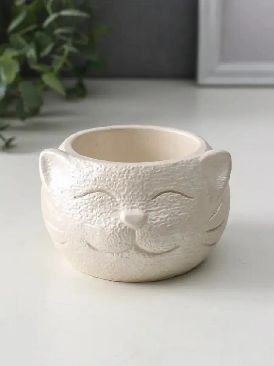 Элегантный подсвечник-кот из перламутра