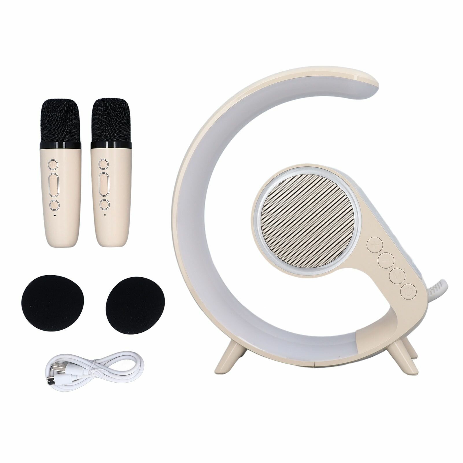 Караоке-станция бежевая, BT, 2 микр, беспровод зарядка, дом