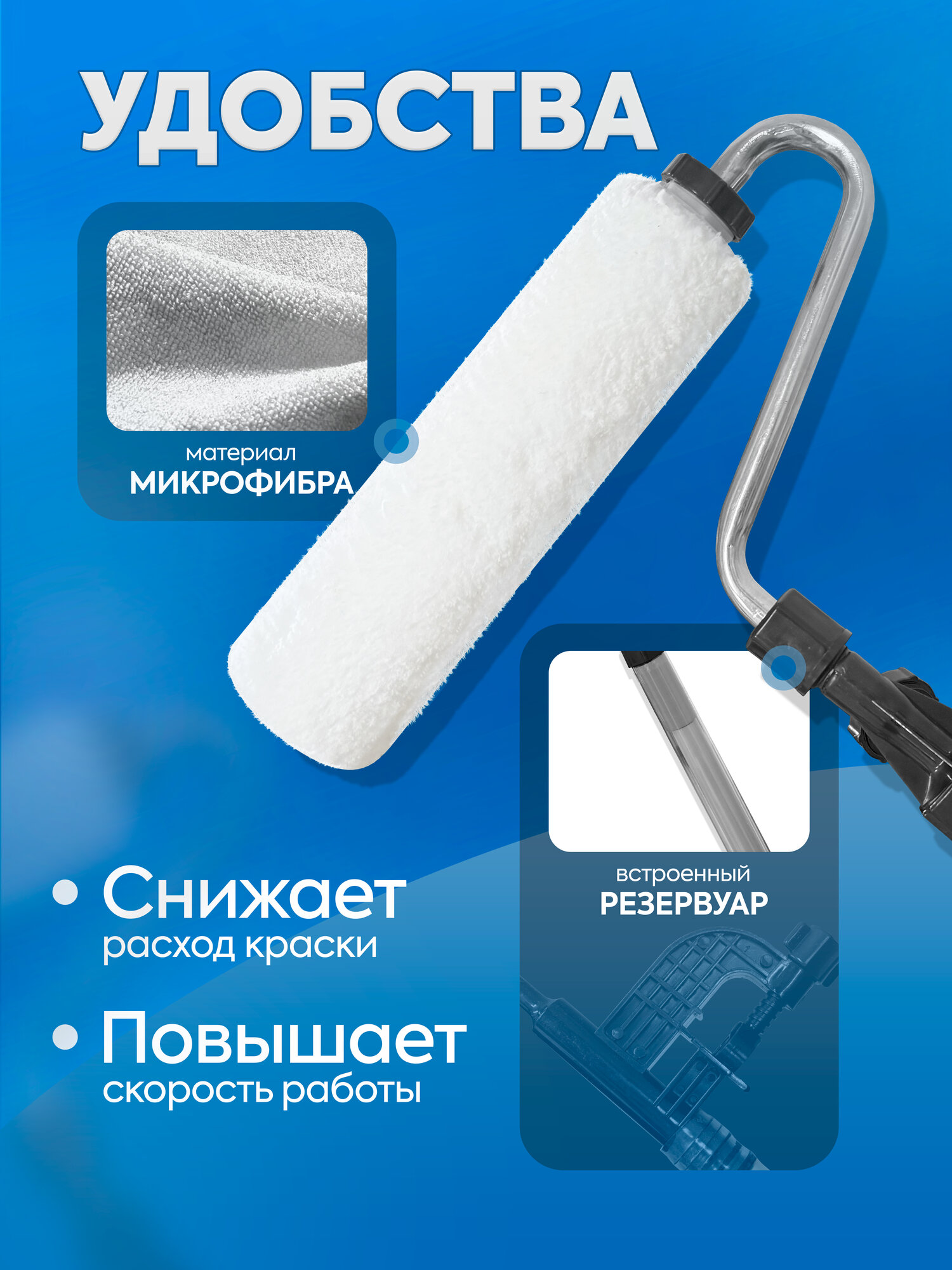 Валик малярный , комбинированный, шприц, с подачей краски, 23 см — фото 1