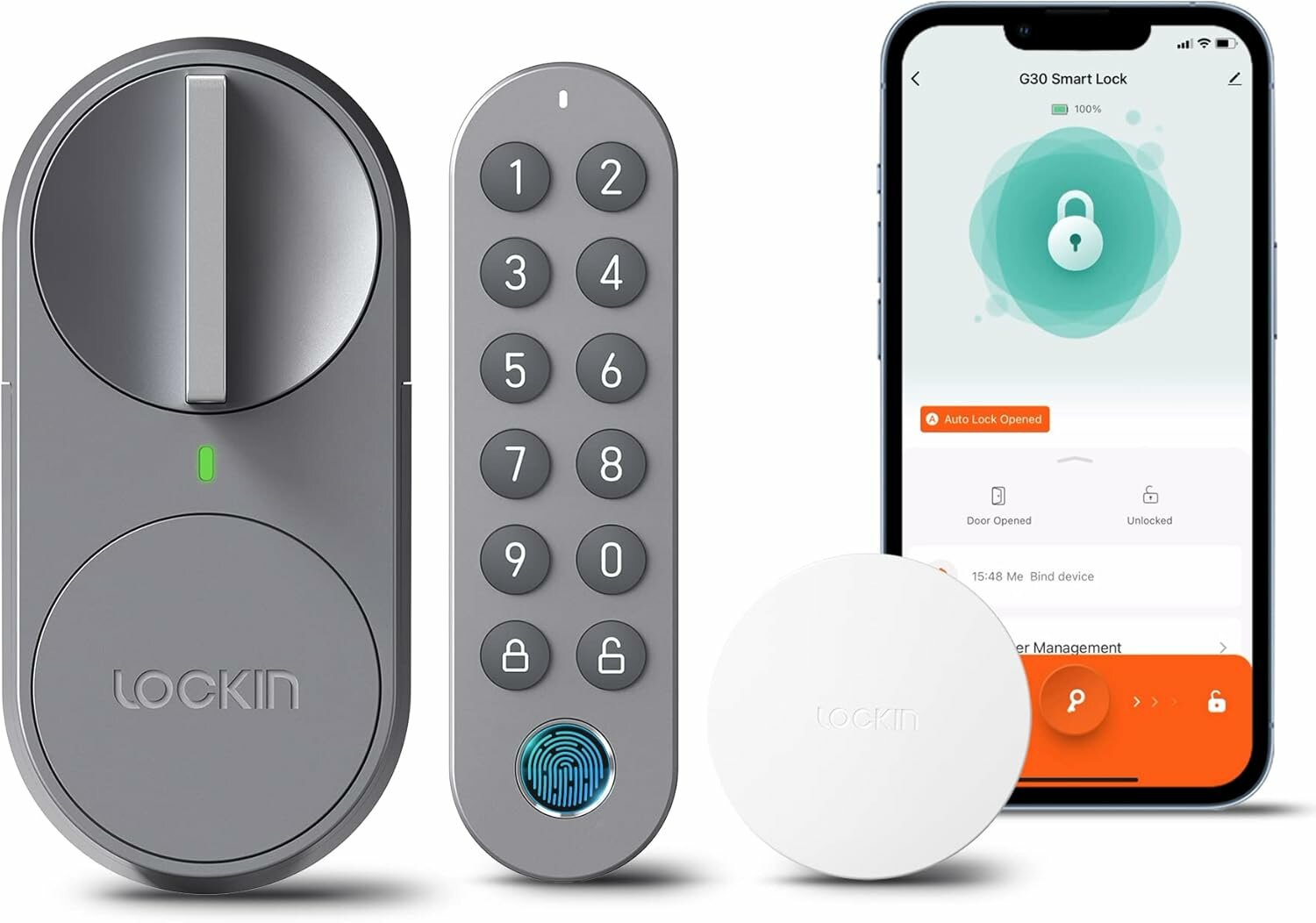 Электронный накладной замок Lockin G30 3 in 1 (EU version), приложение Tuya / Smart Life, с простой установкой на дверь