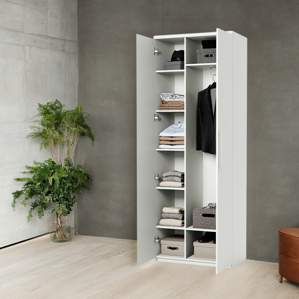 Шкаф комбинированный Ритм МК-22 100х45х220 см, распашной, в прихожую, лдсп Белый текстурный