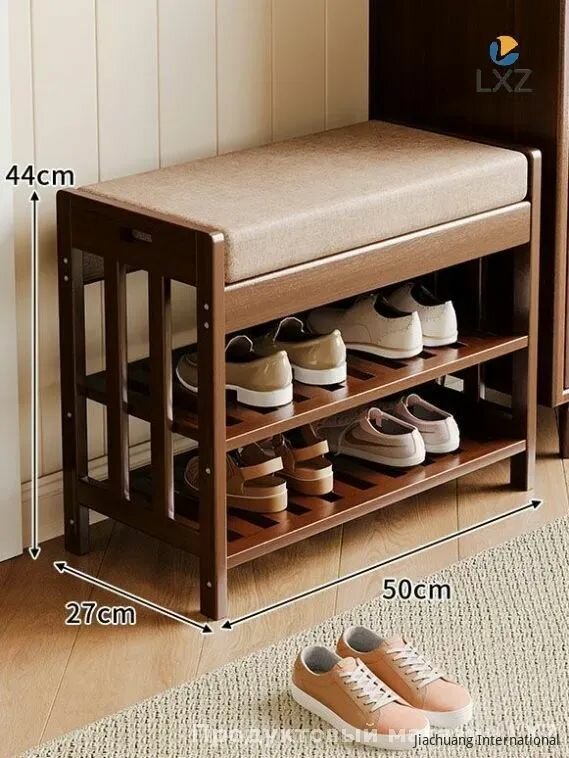 Эксклюзивная банкетка для прихожей с мягким сиденьем, произведенная из цельного древесного массива