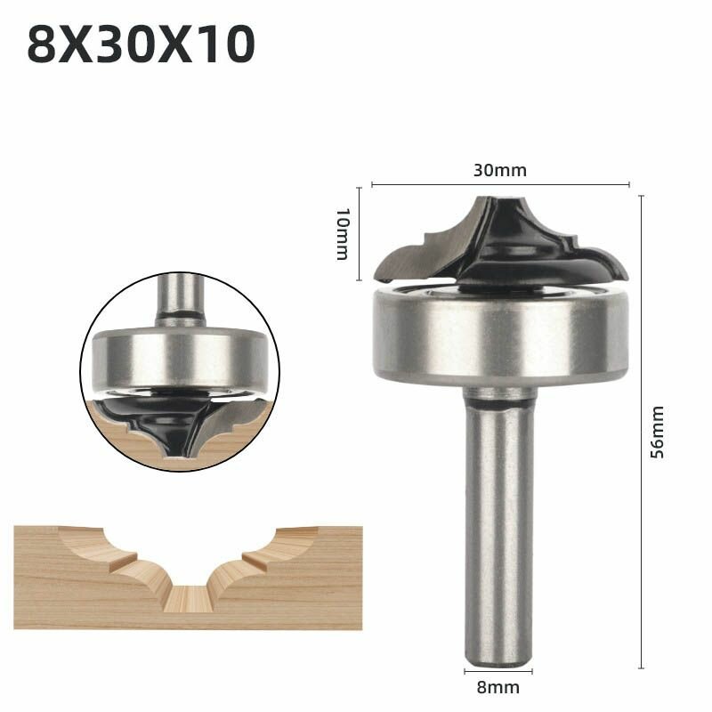 Фреза пазовая фасонная с подшипником 30 x 10 мм, хвостовик 8 мм