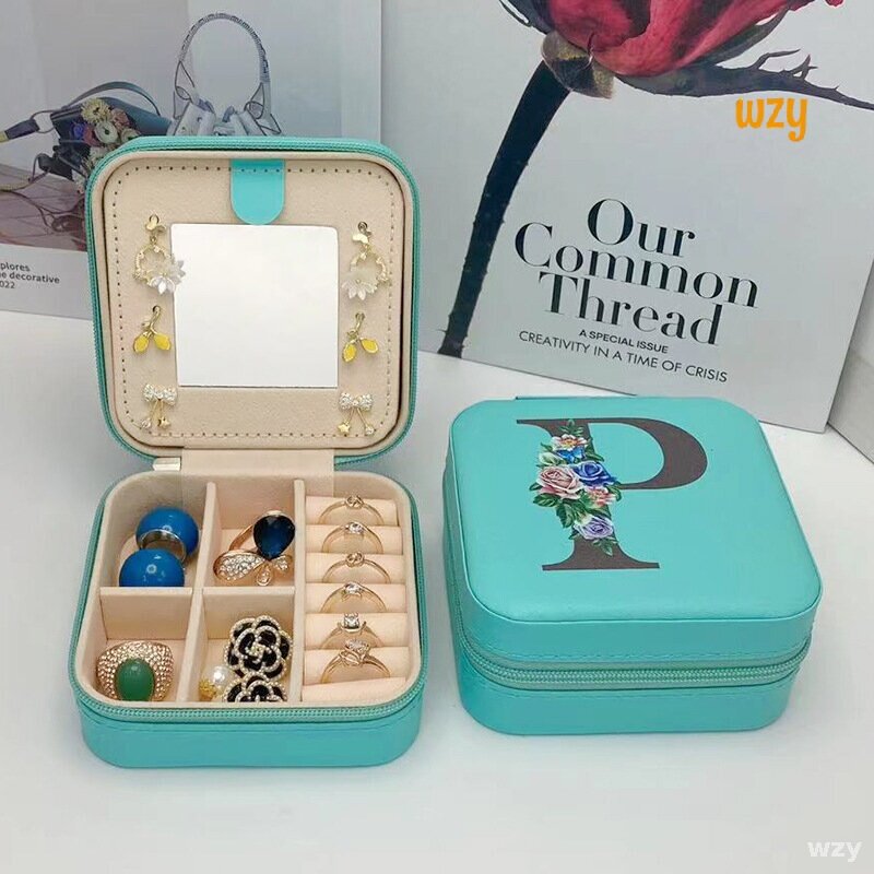 Портативная зеркальная шкатулка P*10*10*5, полиуретан, искусственная кожа, синяя печать