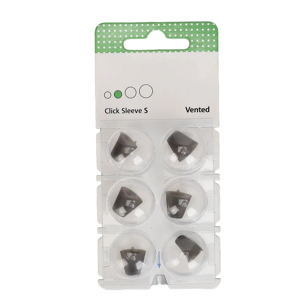 Силиконовые насадки Click Sleeves S, черные, 6 шт, антистатические, вентилируемые, моющиеся, для комфортного использования усилителя звука, аксессуар для надежной фиксации