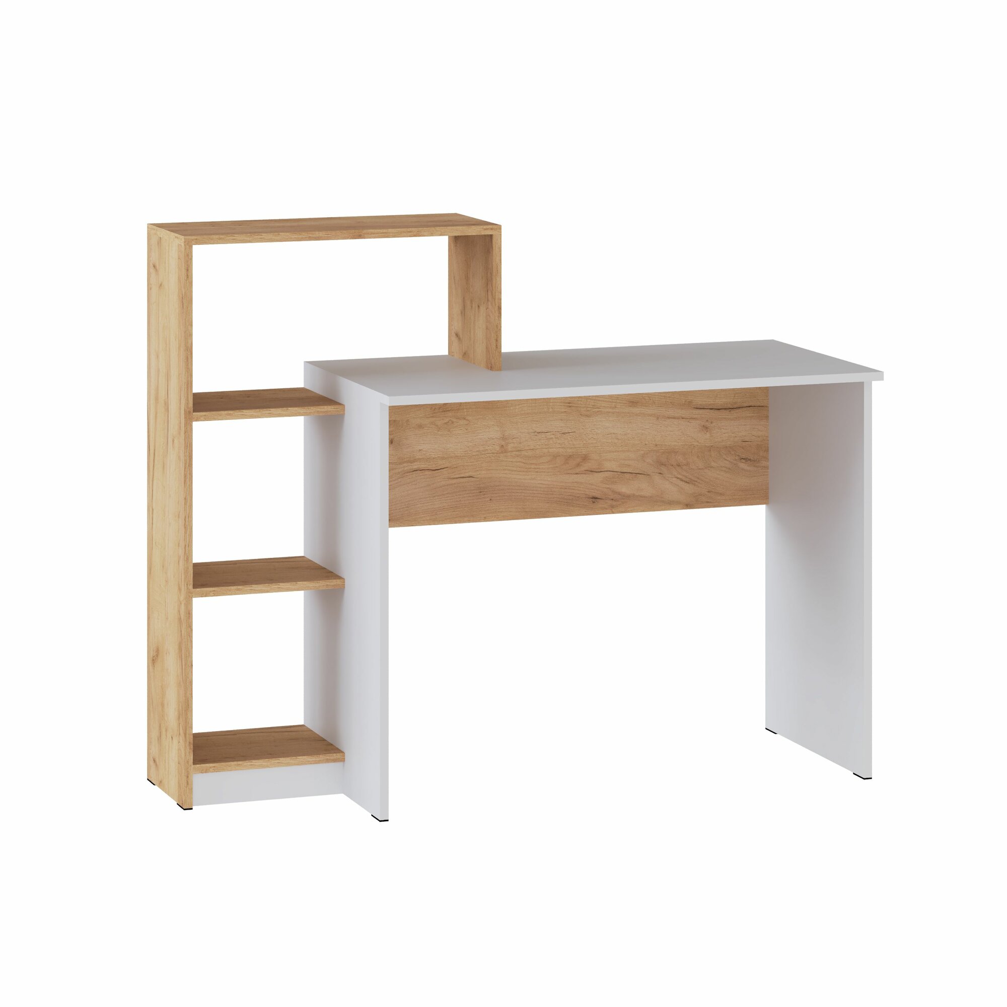 Стол компьютерный письменный с открытыми полками, компактный, 125x102x50 см, Квартет-2