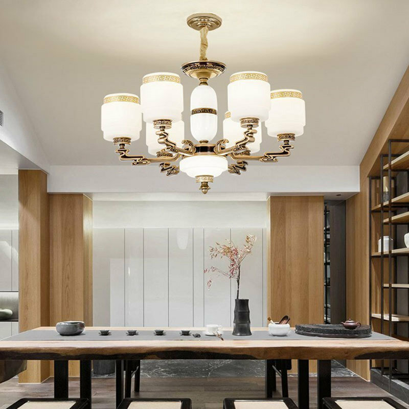 Новая китайская стильная двухуровневая вилла, большая люстра, лампа для гостиной, мезонин, лобби, простая европейская лампа для лестницы, пылезащитный и москитозащитный абажур