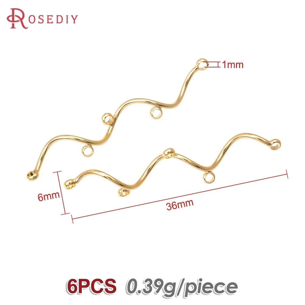 Подвески Rosediy 36 мм, 6 шт, 18K Gold Color