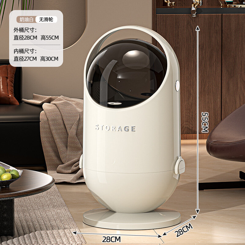 Высококачественная мусорная корзина с крышкой для гостиной, спальни, кухни, большой емкости, с колесами, без наклона, передвижная корзина для мусора